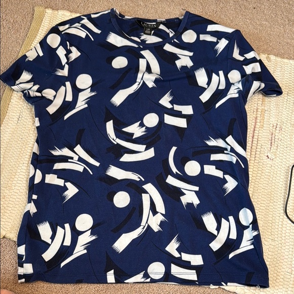 Ralph Lauren | Tops | Lauren By Ralph Lauren Blue And White Graphic ...